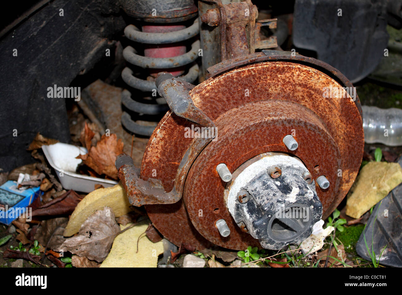 Car missing wheel hi-res stock photography and images - Alamy