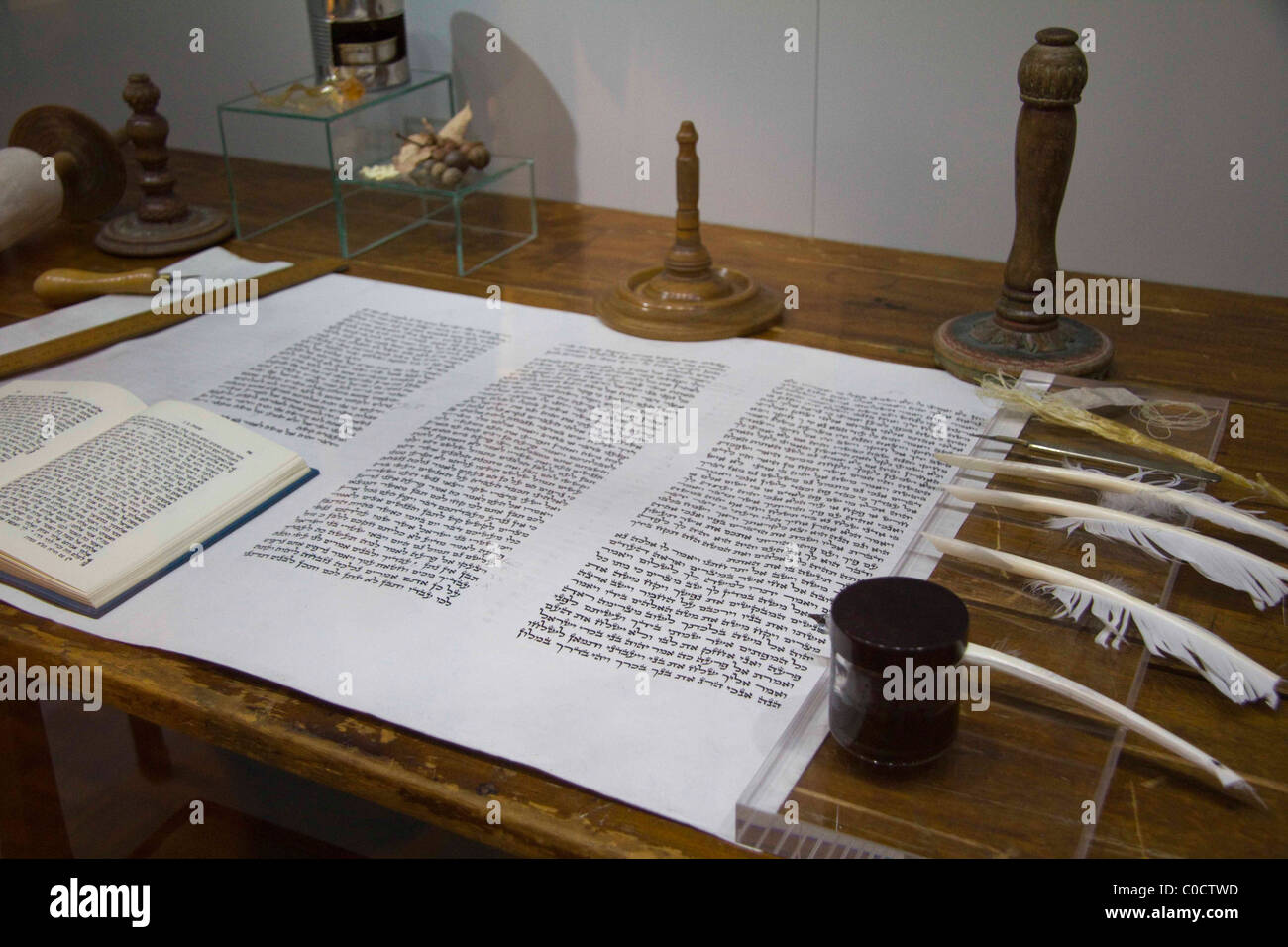 Writing Torah scrolls implements museum Westminster Synagogue London UK ...