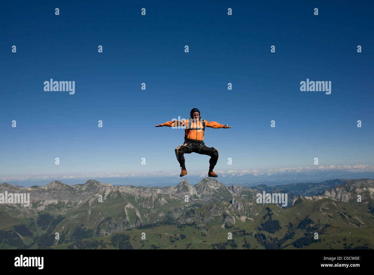 Man in Freestyle position is falling in freefall with over 130 MPH over ...