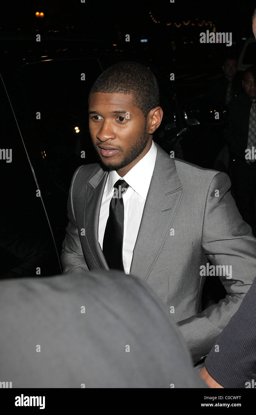 Usher Arriving at a party thrown by the Beckhams at Via Veneto ...