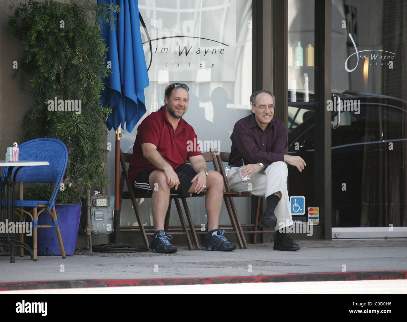 Russell Crowe has a rest and a cigarette while out in Beverly Hills Los ...