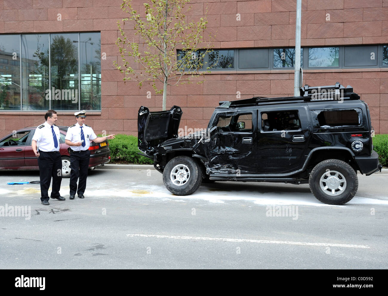 A car accident involving a taxi, a bus, and a hummer occurred during ...