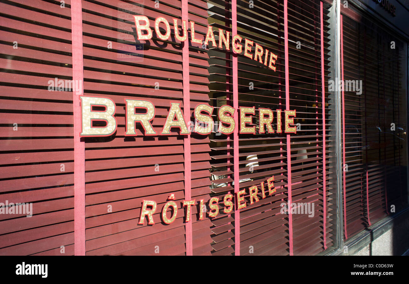The window of Cognac restaurant, French-styled brasserie, in New York ...