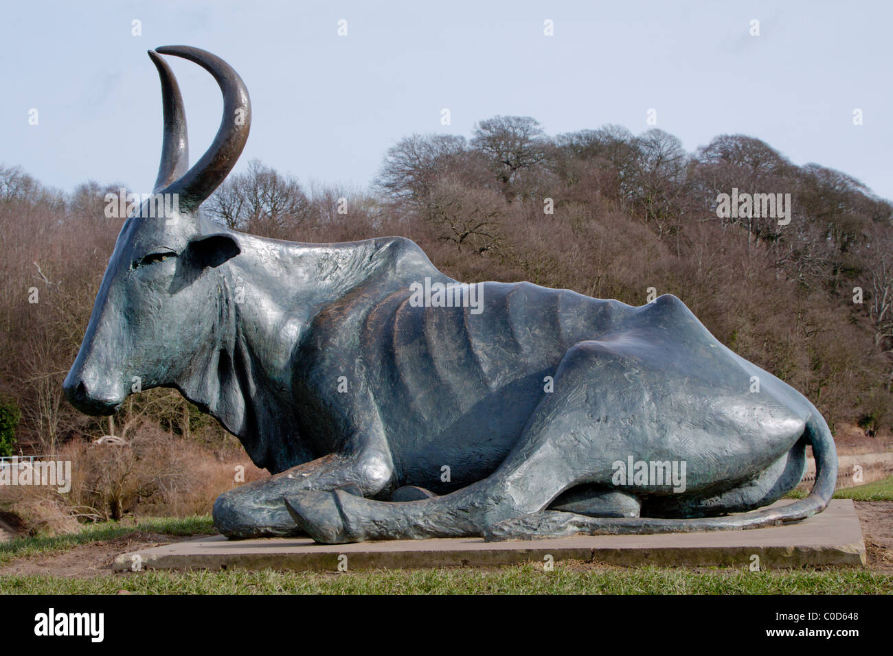 The Durham Cow statue a symbol of the river Wear in Durham UK Stock ...