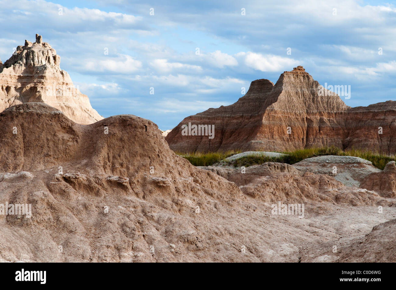 South Dakota, the detail of the eroded hillside at The Badlands ...