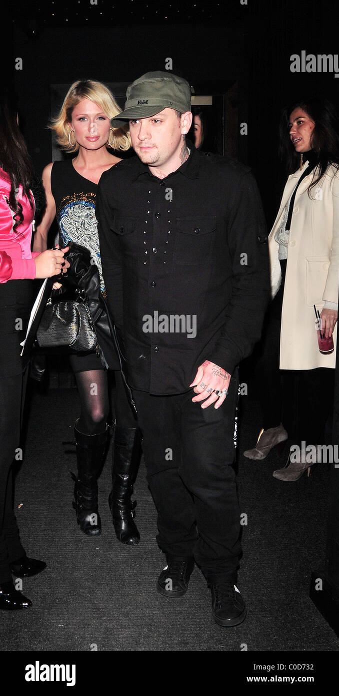 Paris Hilton and Benji Madden leaving Raffles nightclub London, England ...