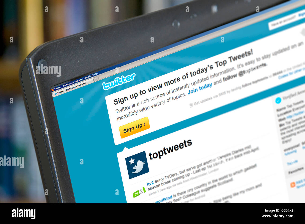 Browsing toptweets on the Twitter website on a laptop computer, UK ...