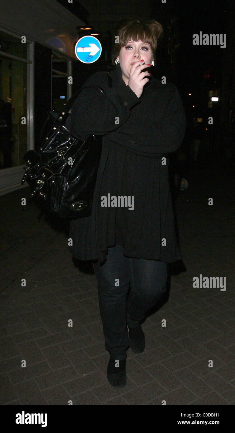 Adele leaving 24 nightclub, smoking a cigarette. London, England - 17. ...