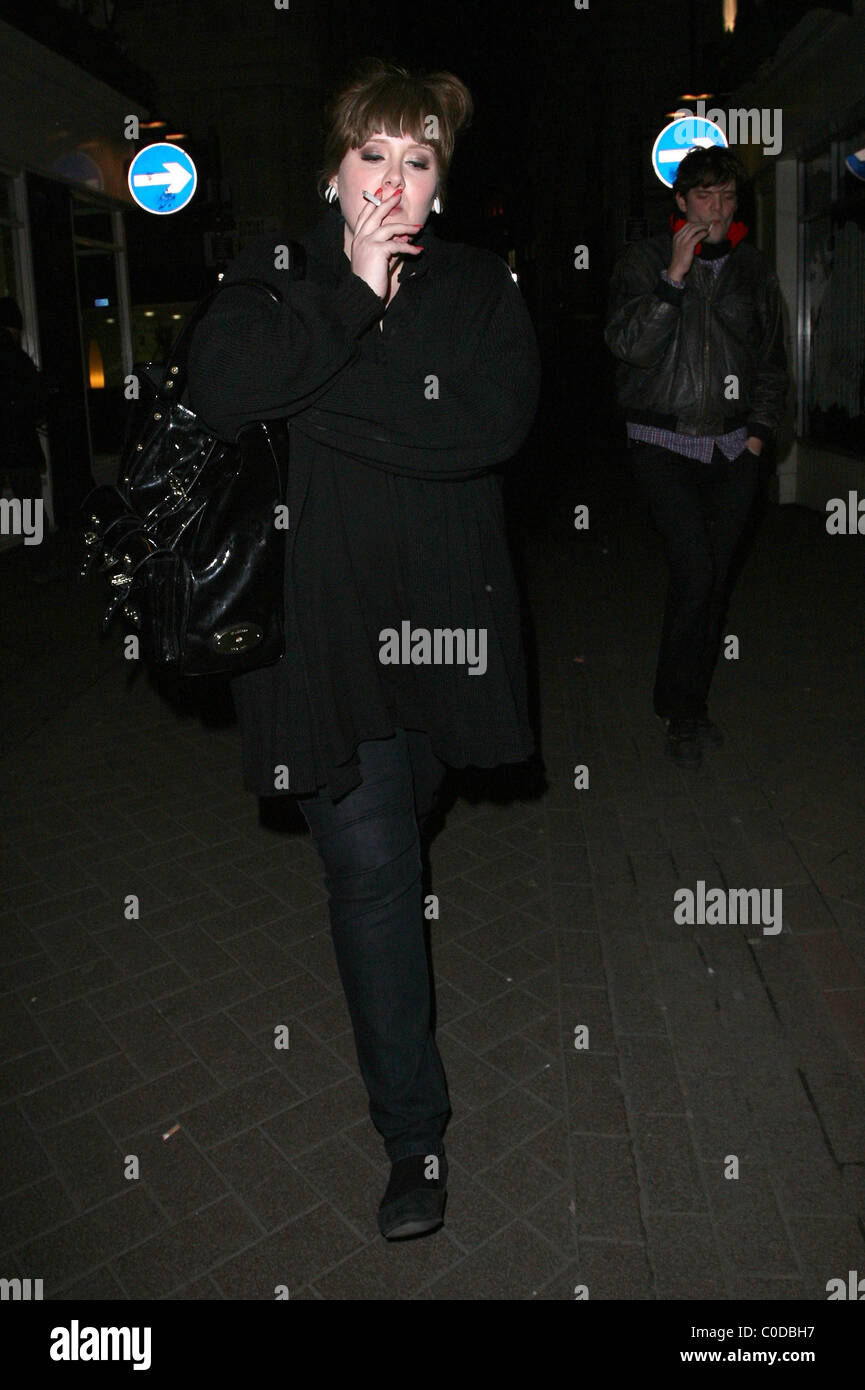 Adele leaving 24 nightclub, smoking a cigarette. London, England - 17. ...