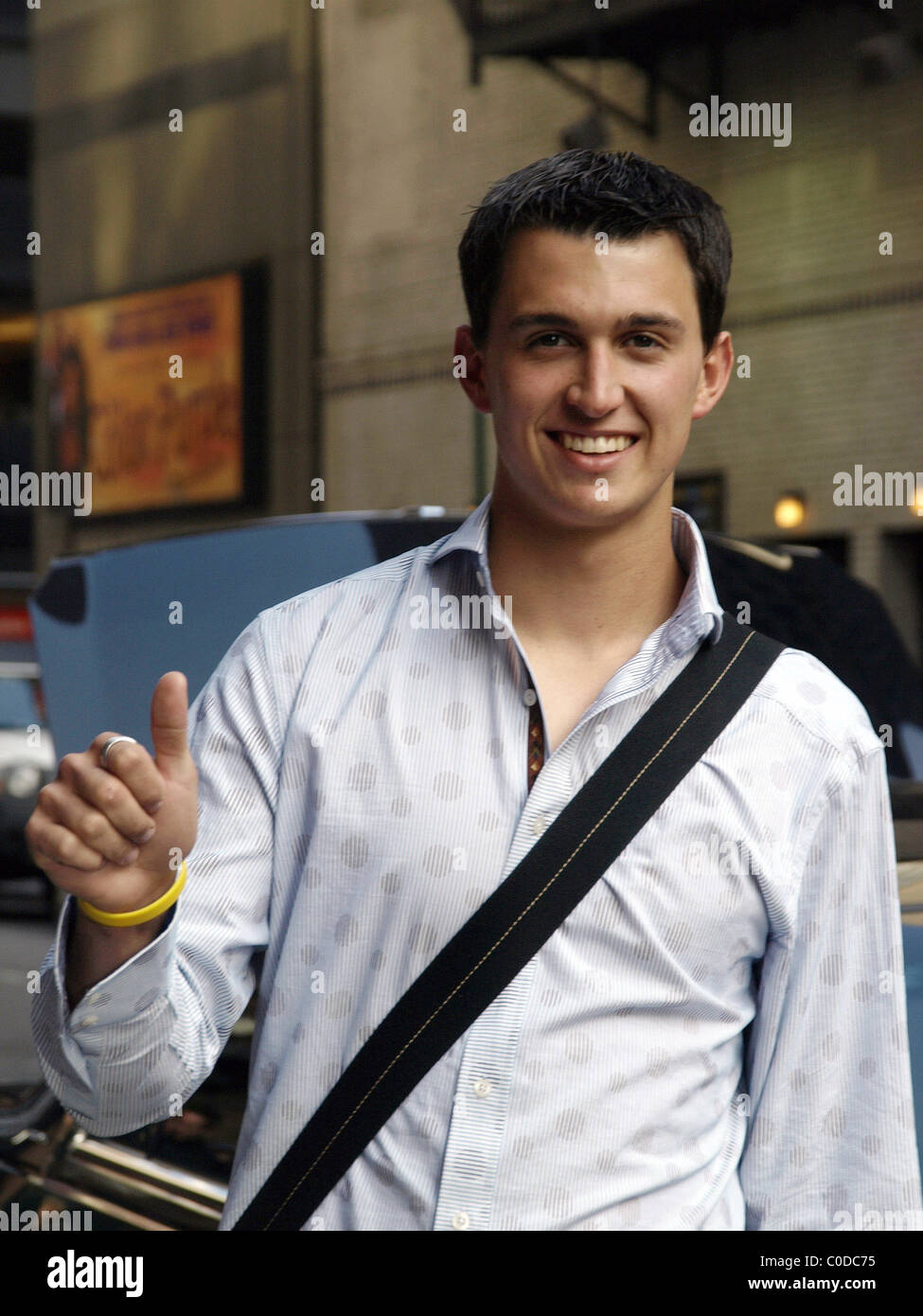 Graham Rahal outside the Ed Sullivan Theatre for the 'Late Show With ...