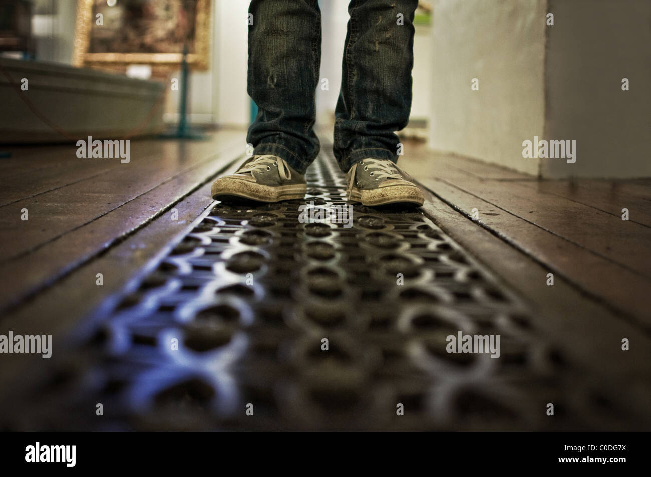 A worms eye view of a pair of feet Stock Photo - Alamy