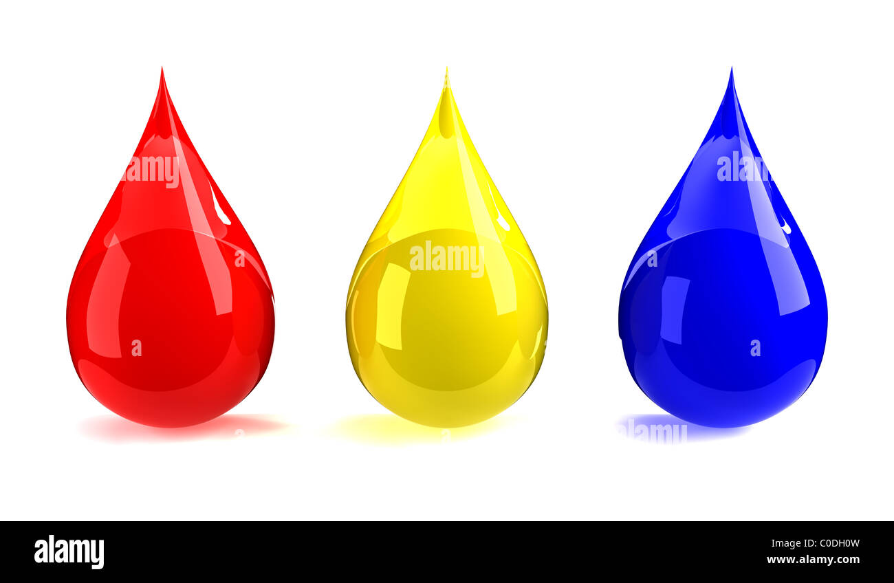 Red, yellow, & blue drops Stock Photo - Alamy