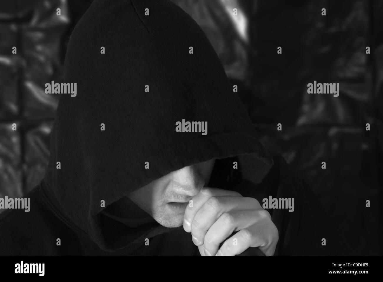 Black rapper holding microphone Black and White Stock Photos & Images ...