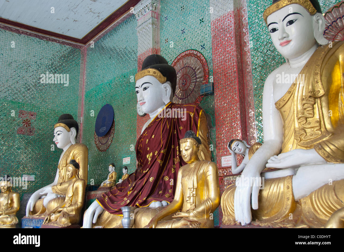 Myanmar (aka Burma), Yangon (aka Rangoon). Stupa Shewedagon, Buddha ...