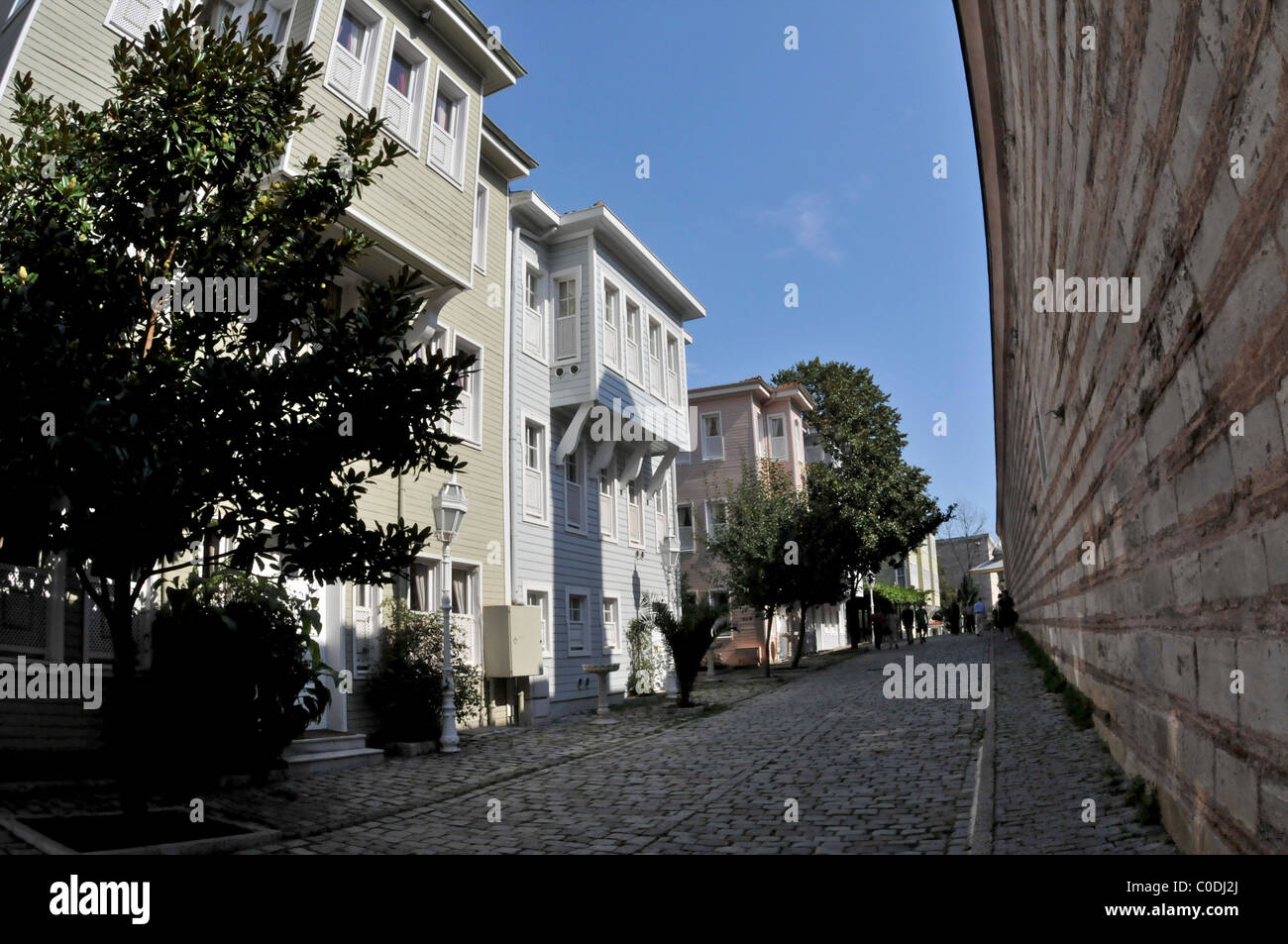 Sultanahmet (Old City) district of Istanbul. Buildings wood street ...
