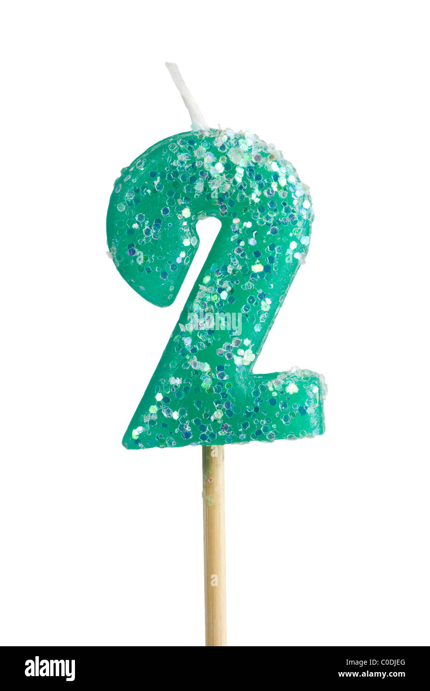 Birthday candle number two isolated on white background Stock Photo - Alamy