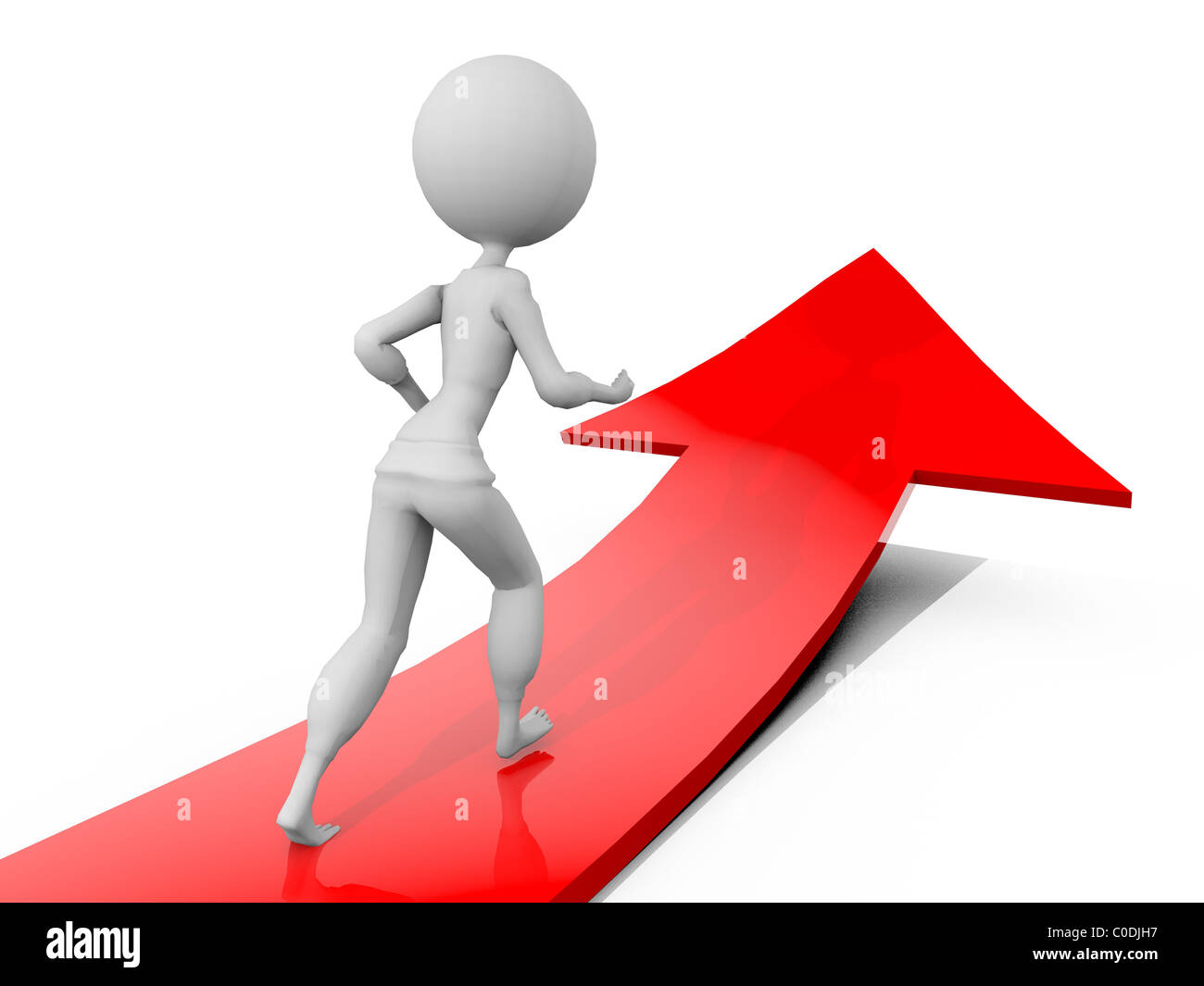 White figure walks on arrow Stock Photo - Alamy