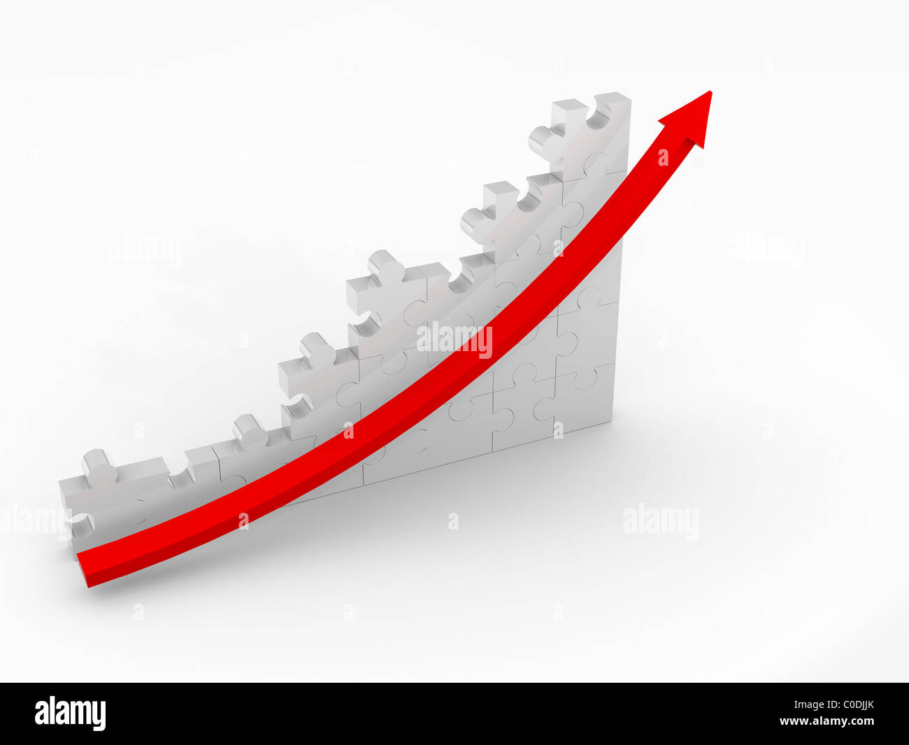 Red arrow on puzzle Stock Photo - Alamy