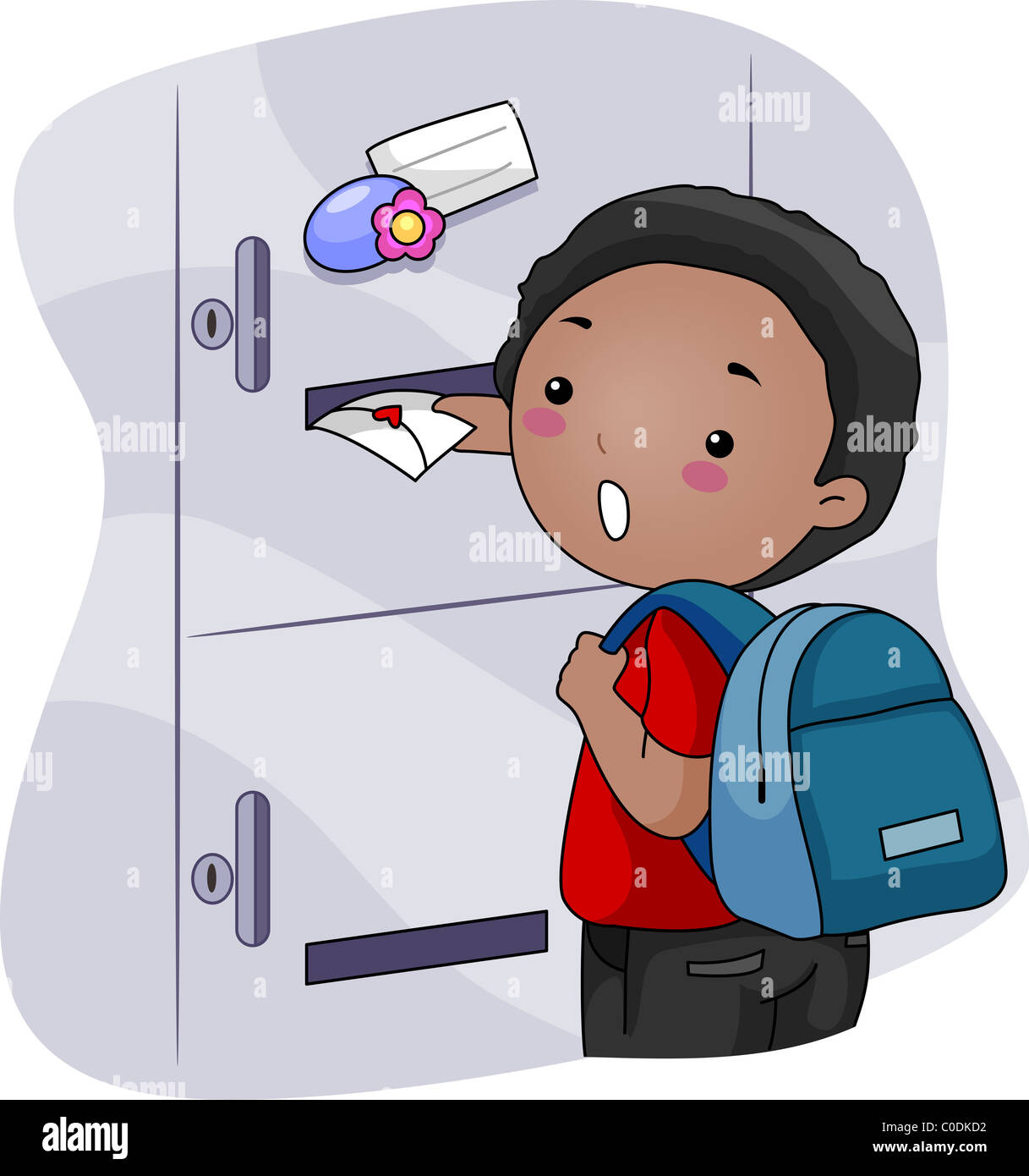 Illustration of a Boy Inserting a Love Letter To His Crush' Locker ...