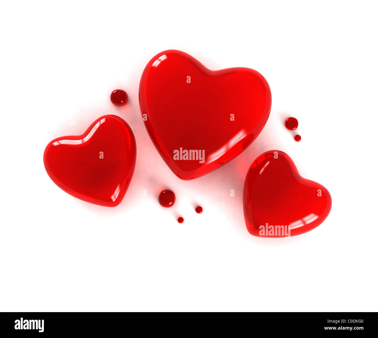 3D Illustration of Three Little Red Transparent Hearts Stock Photo - Alamy