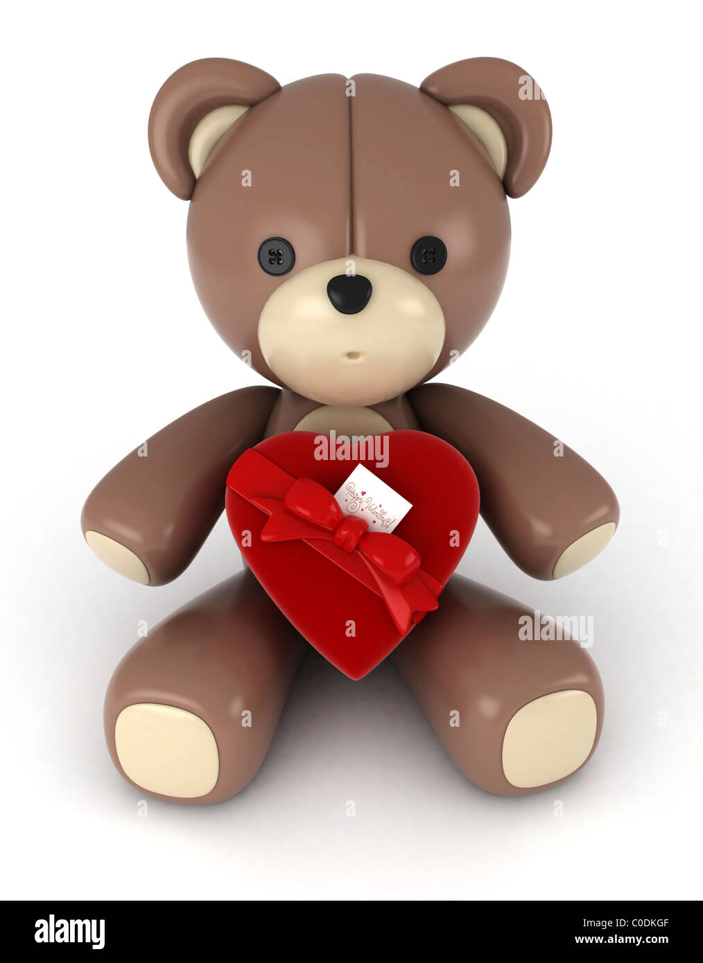 3D Illustration of a Stuffed Toy with a Heart Shaped Accessory Pinned ...