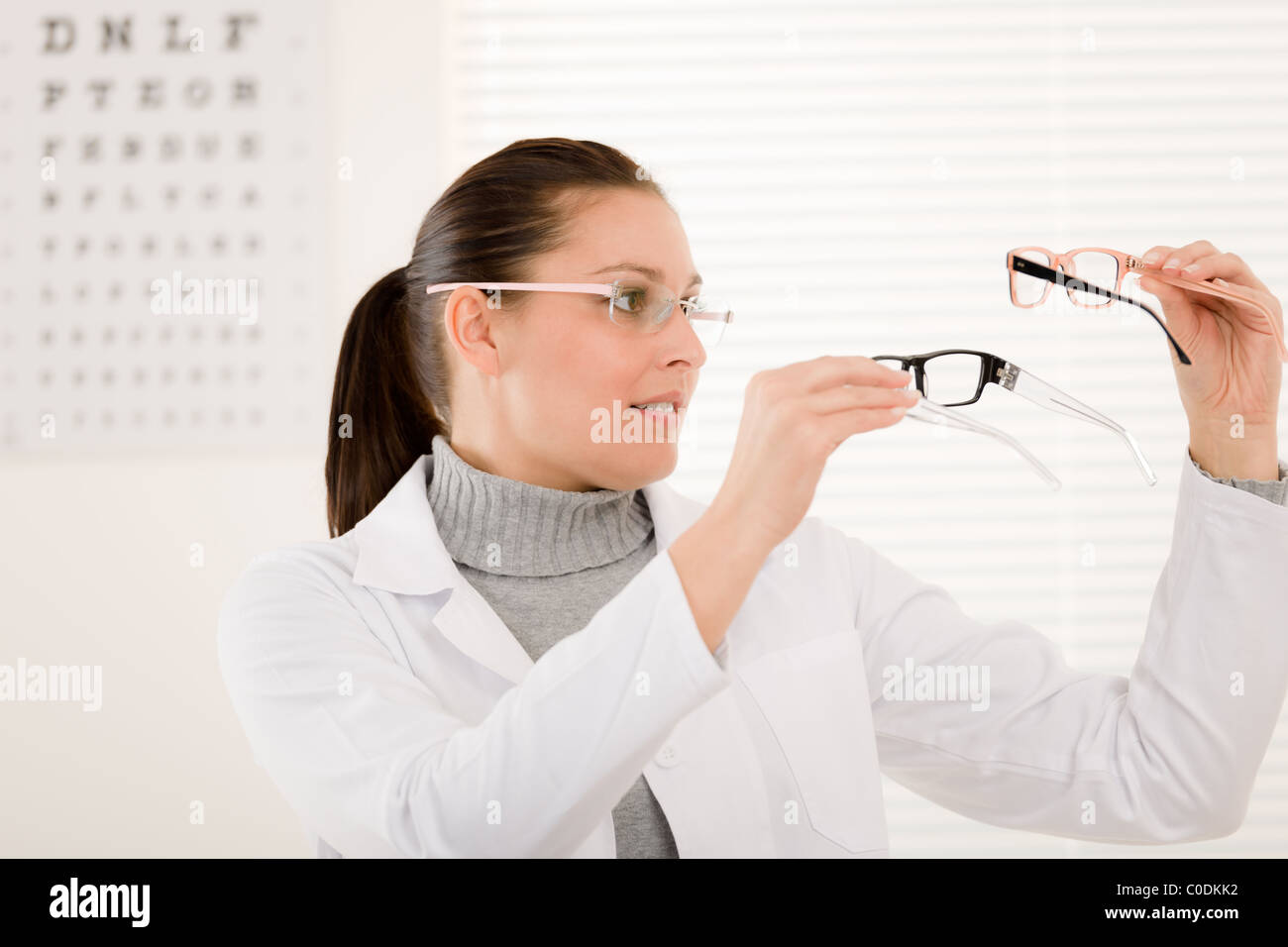 Optician Doctor Woman Prescription Glasses High Resolution Stock ...