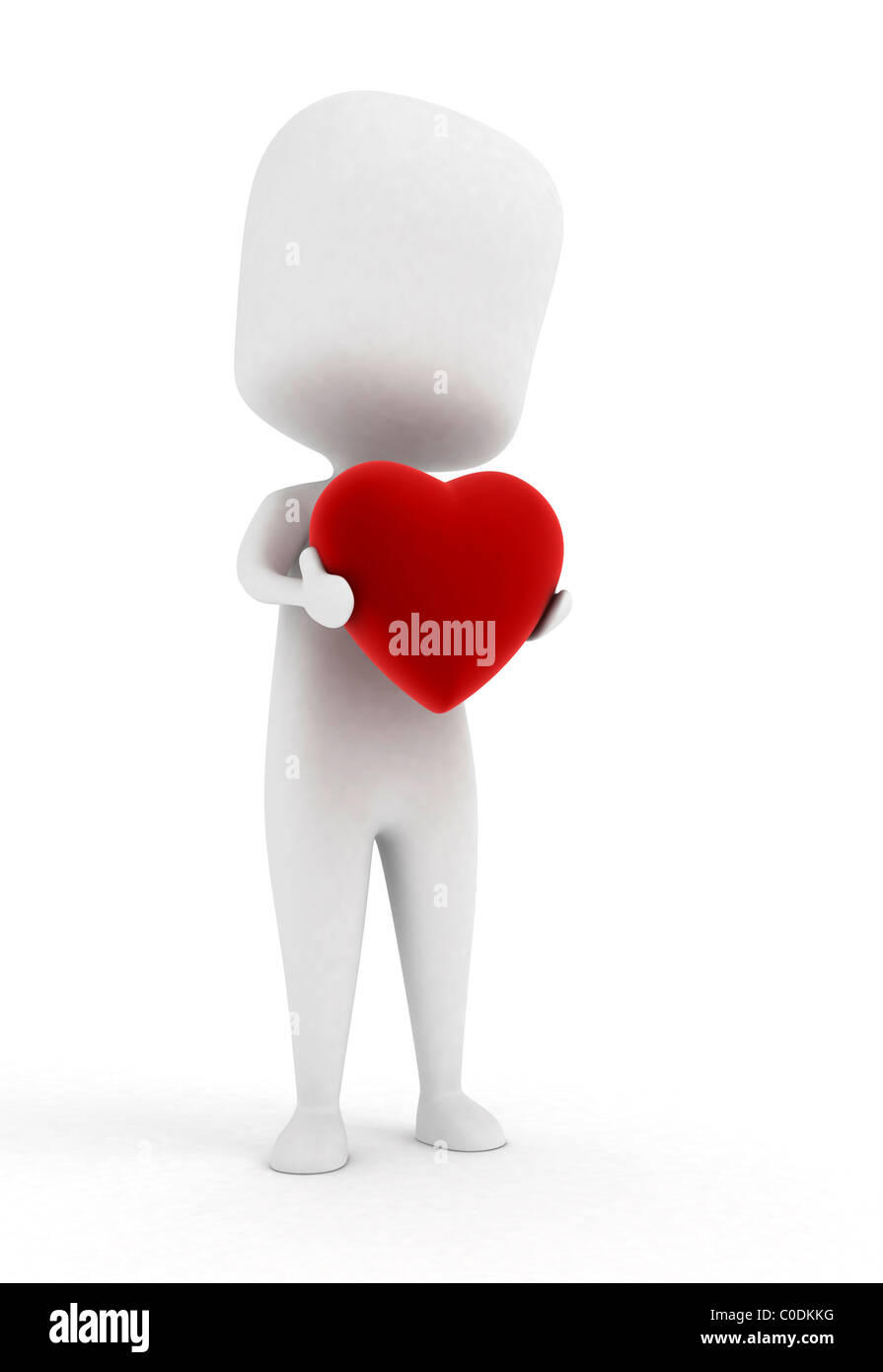 Illustration of a Man Holding a Red Heart Stock Photo - Alamy