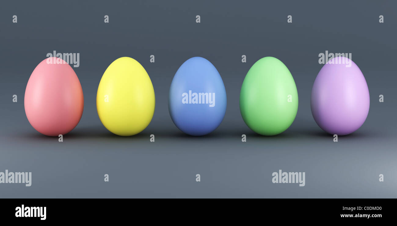 3d illustration of different colorful eggs background Stock Photo - Alamy