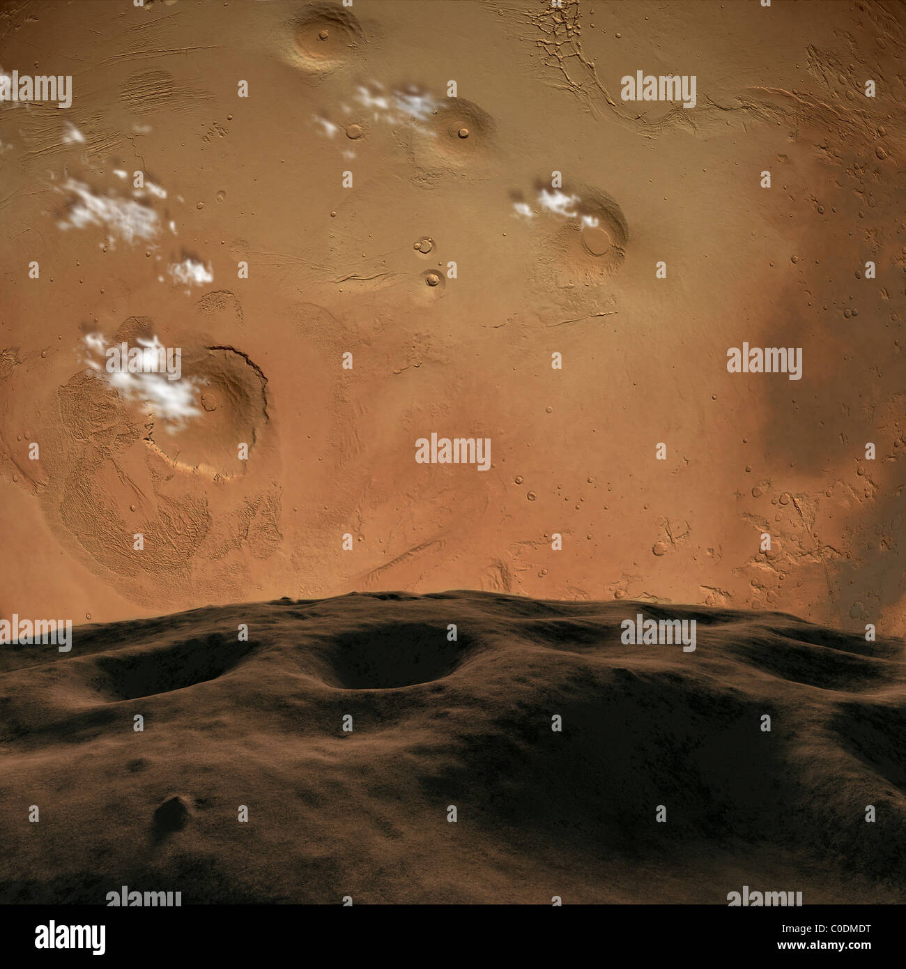 Phobos orbits so close to Mars that the planet would fill the little ...