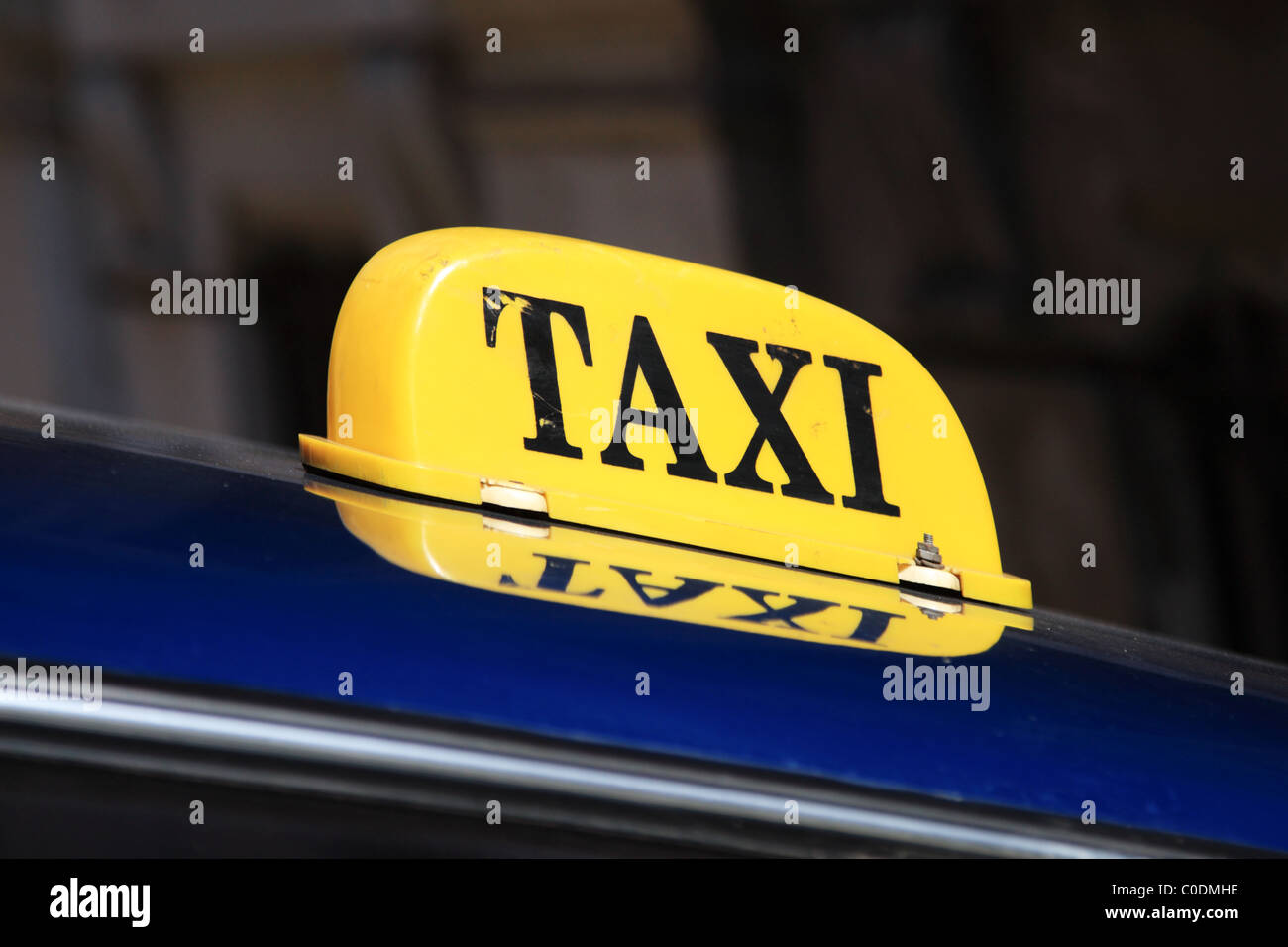 Yellow taxi sign in Havana, Cuba Stock Photo - Alamy