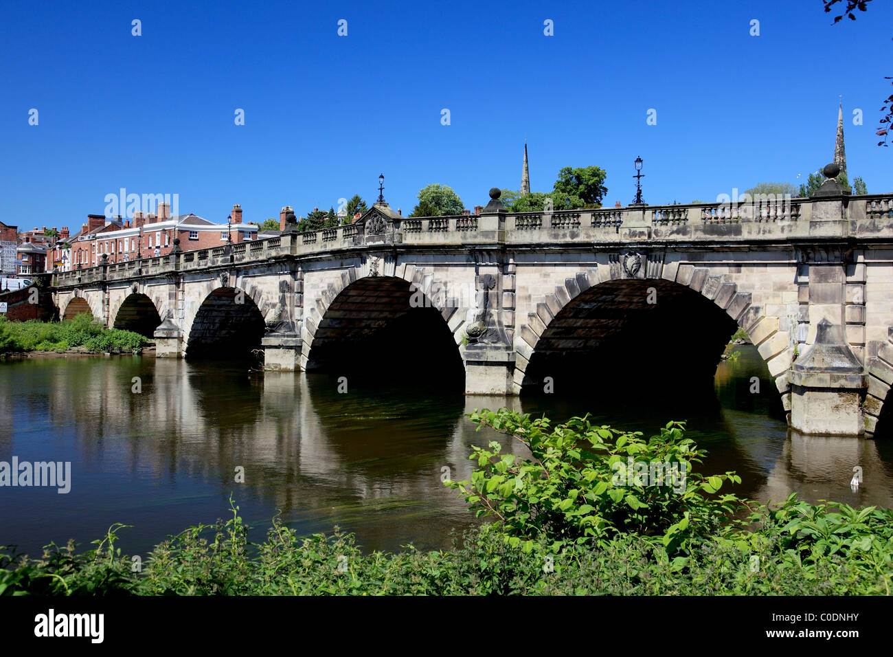 The English Bridge, built in 1768-74, over the river Severn in ...