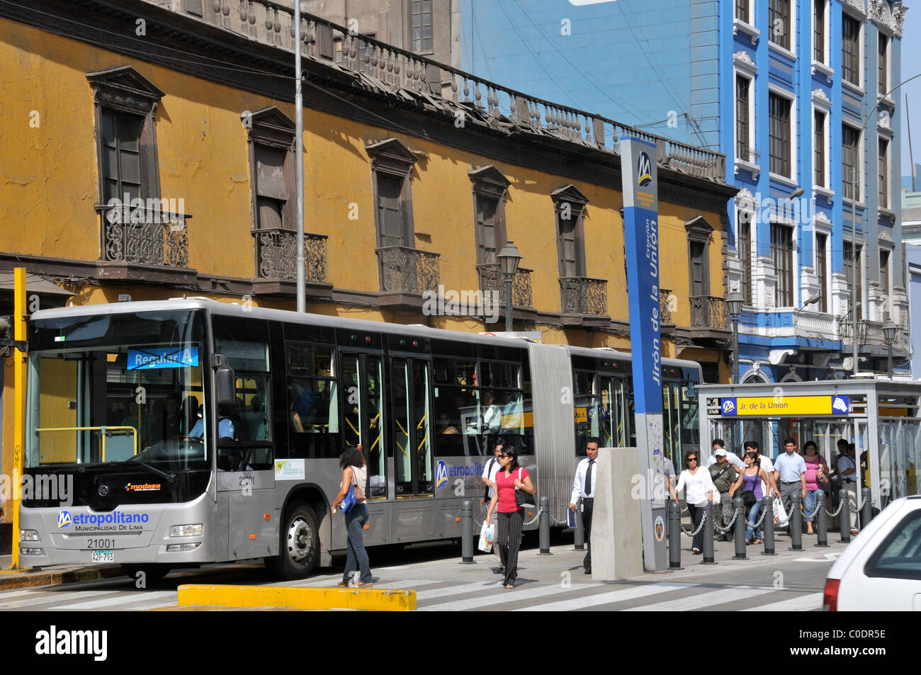 street scene bus Metropolitano Lima Peru South America Stock Photo - Alamy