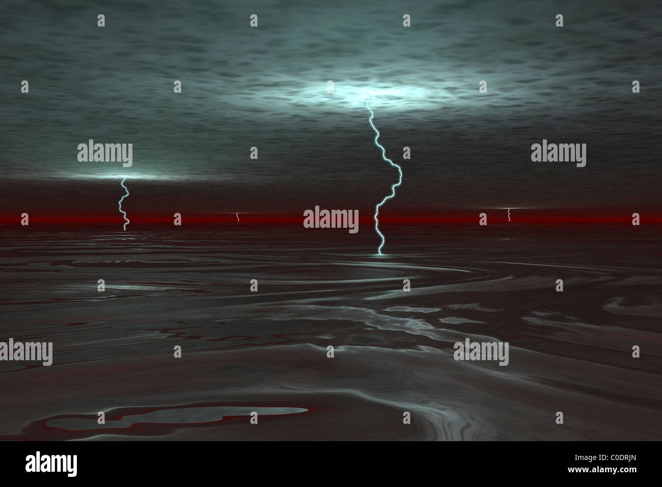 A view below the gas clouds of Jupiter's atmosphere, across a sea of ...