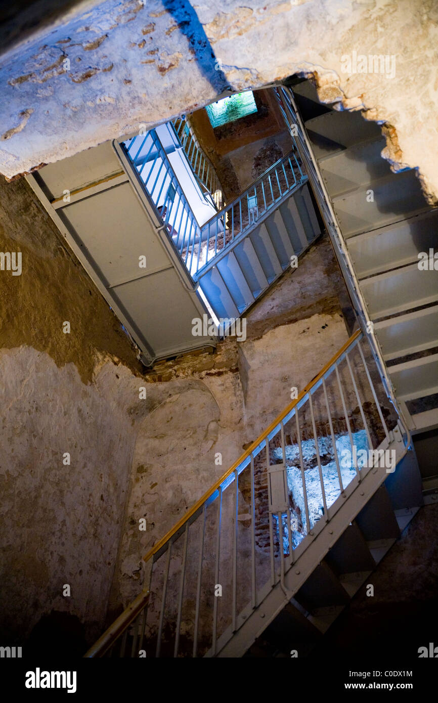 Modern metal internal stairs / stair case inside / interior / of the ...