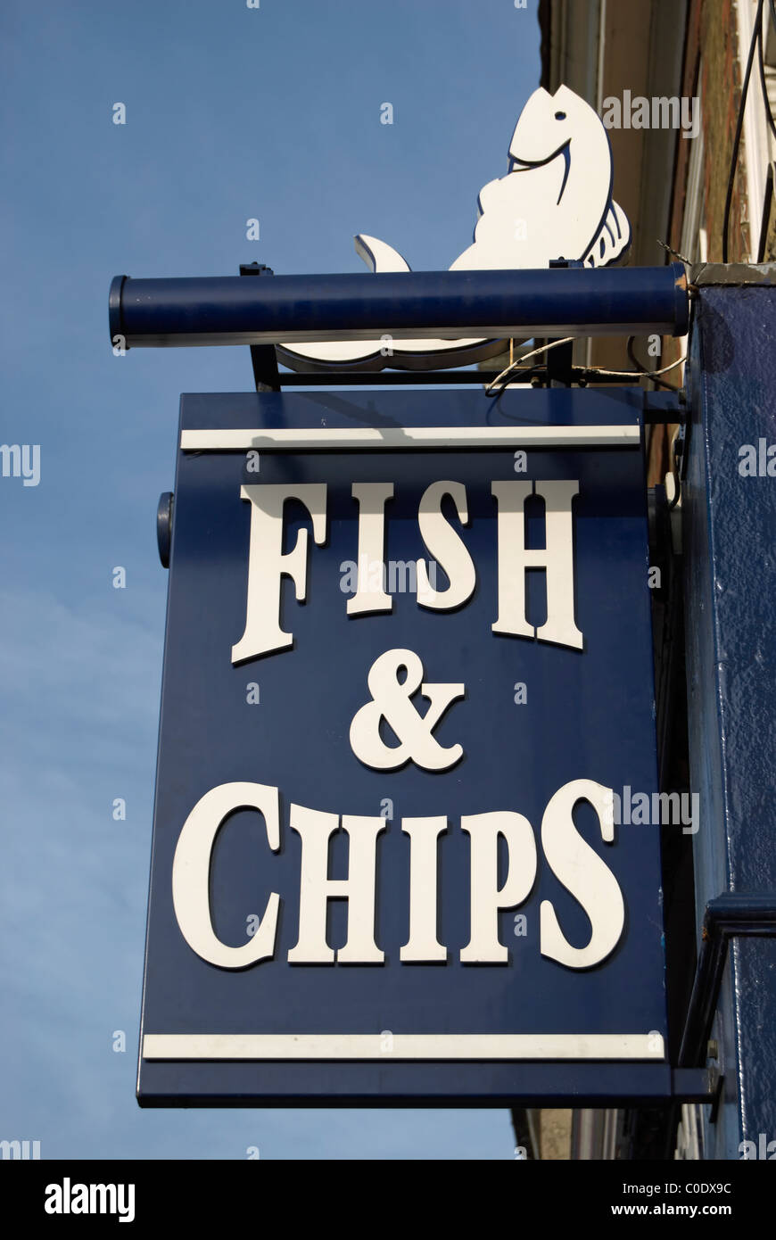 fish and chip shop sign in hampton wick, middlesex, england Stock Photo ...