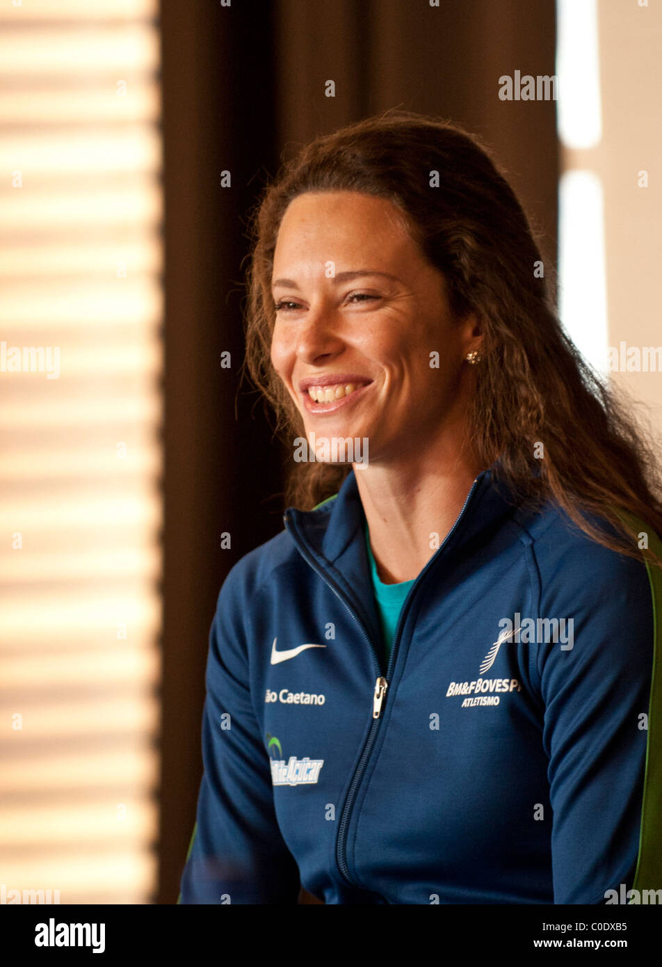 Female pole vaulter Fabiana Murer from Brazil at press conference ...