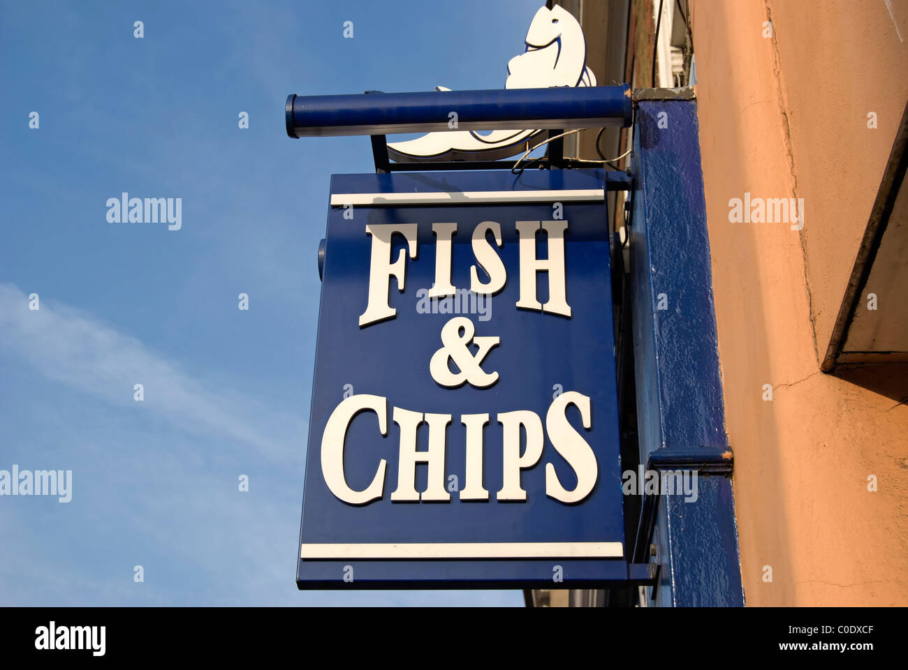fish and chip shop sign in hampton wick, middlesex, england Stock Photo ...