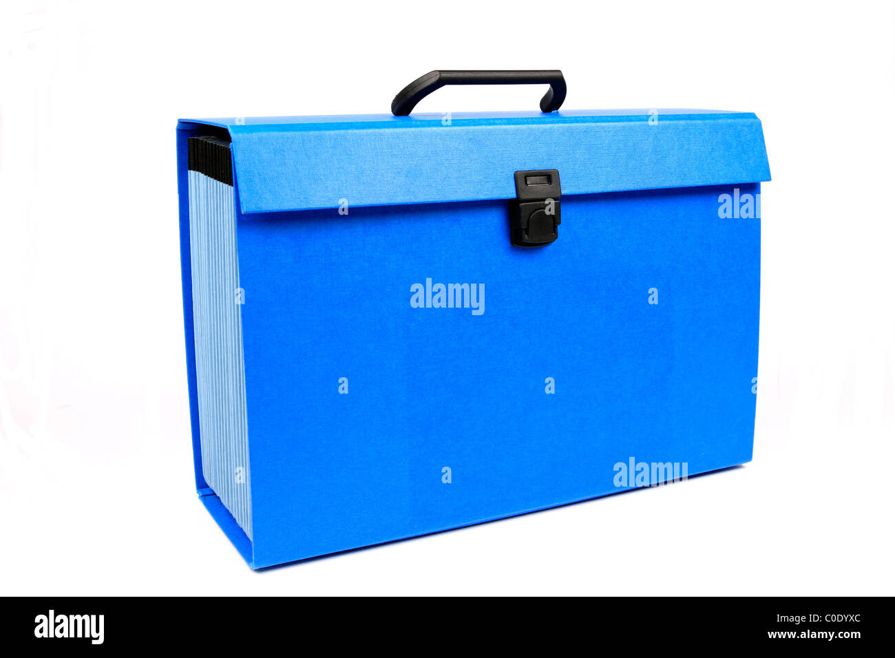 A Blue document case against a white background Stock Photo - Alamy