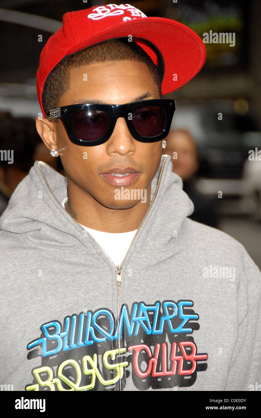 Pharrell Williams outside the Ed Sullivan Theatre for the 'Late Show ...