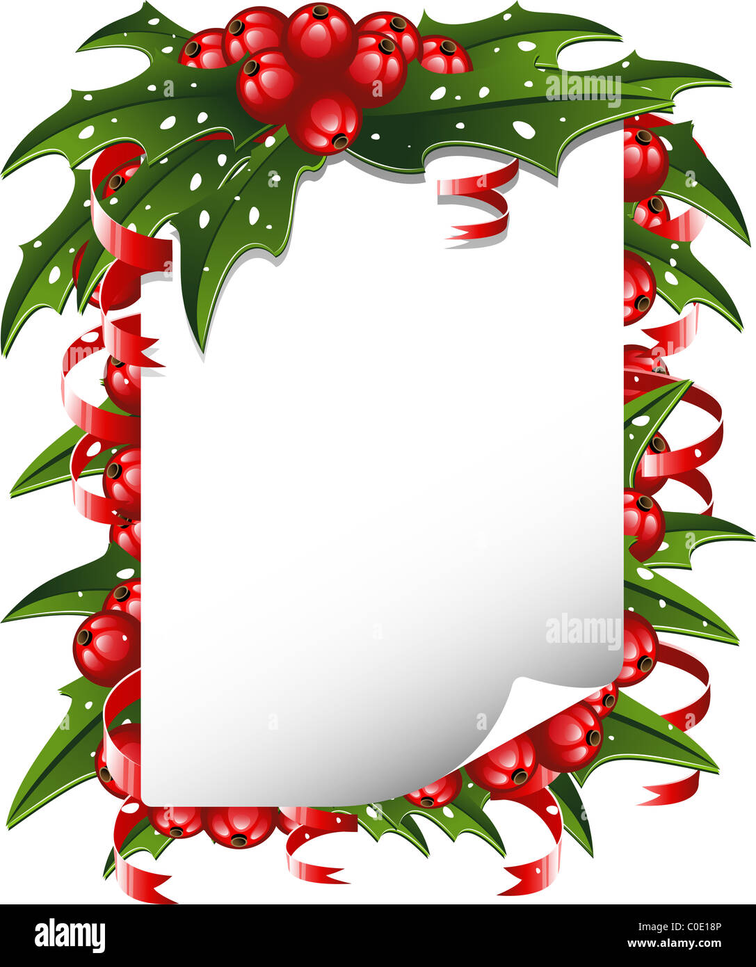 Christmas background: paper decorated with holly Stock Photo - Alamy