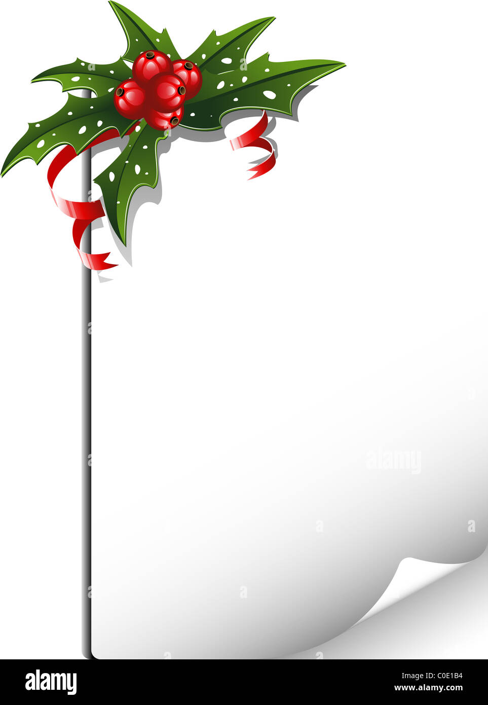 Christmas background: paper decorated with holly Stock Photo - Alamy