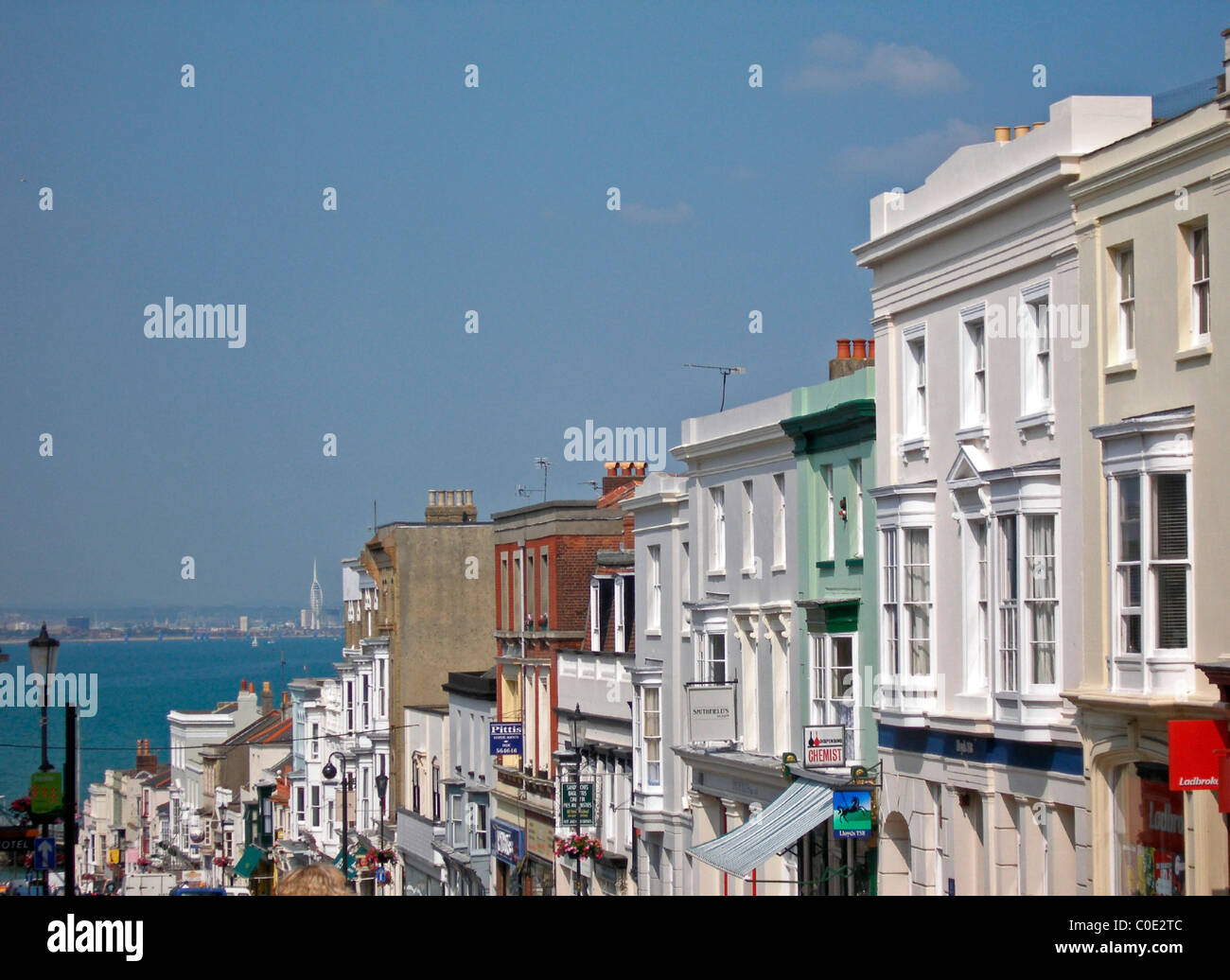 Union Street in Ryde, Isle of Wight, looking towards The Solent with ...