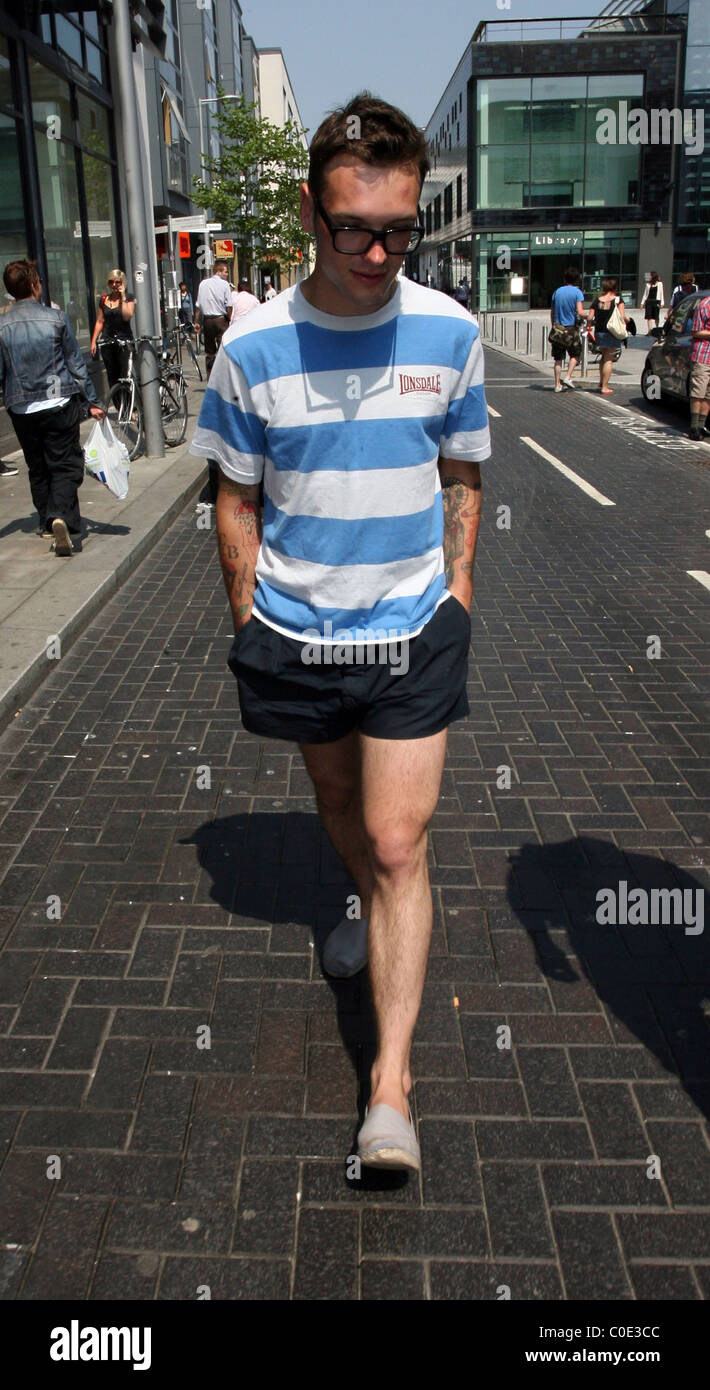 Samuel Preston of the band 'The Ordinary Boys' seen walking around ...