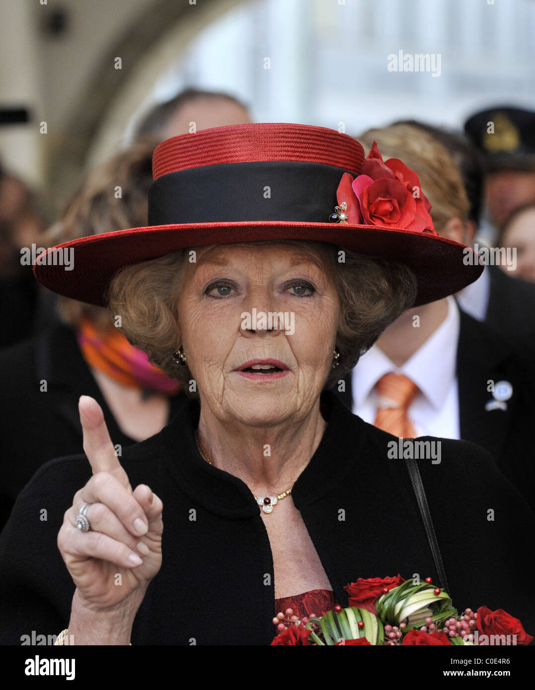 Queen Beatrix of the Netherlands visiting the city centre of Tallinn on ...