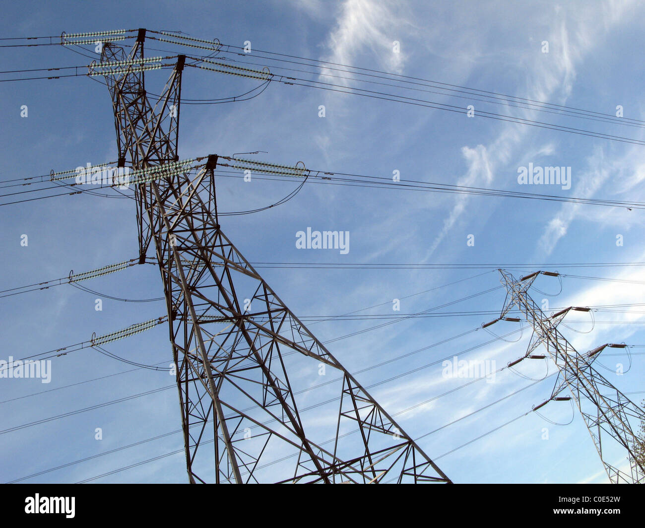 UK Electricity pylons by the Leah Canal next to the Olympic Park under ...