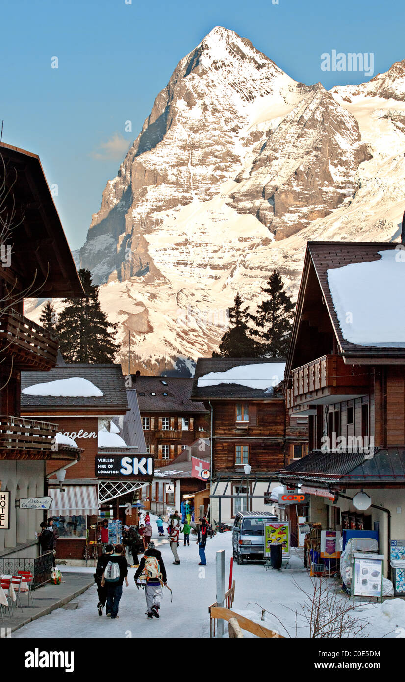 Murren village with Mt Eiger in the background, Bernese Oberland ...