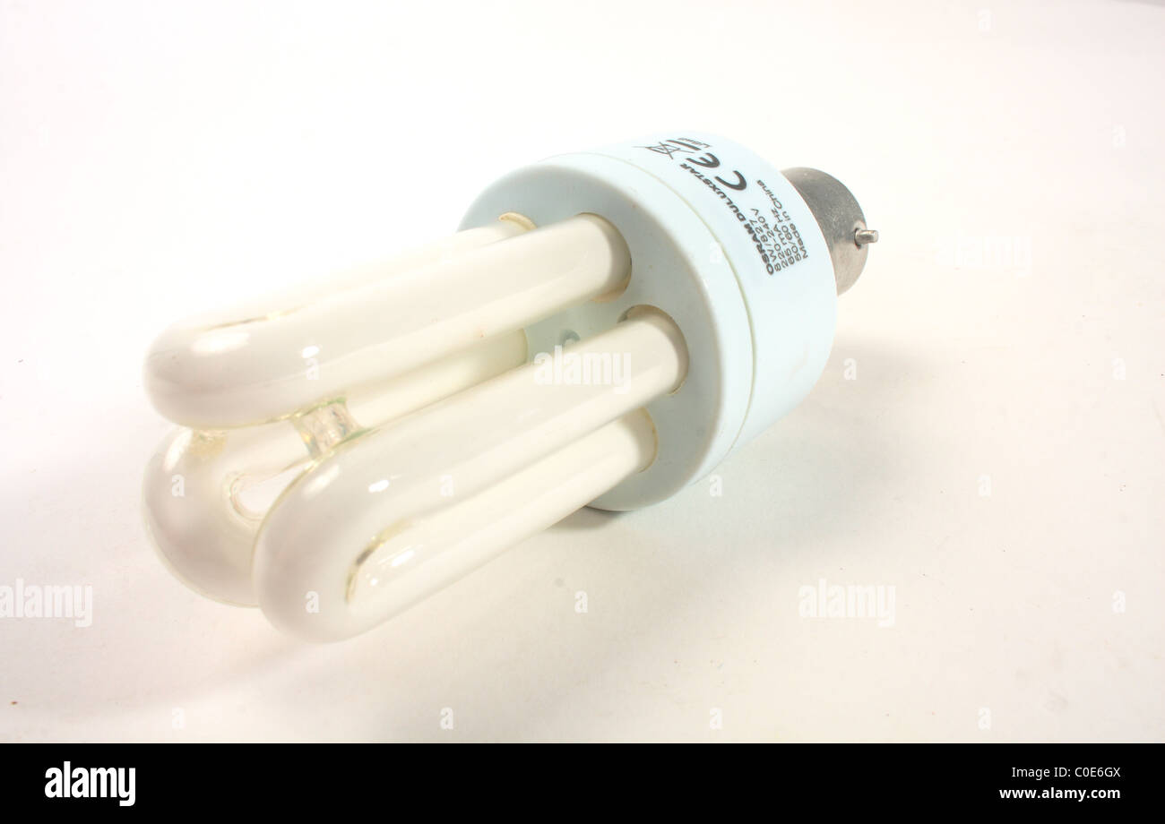 An energy saving light bulb on a white background Stock Photo - Alamy