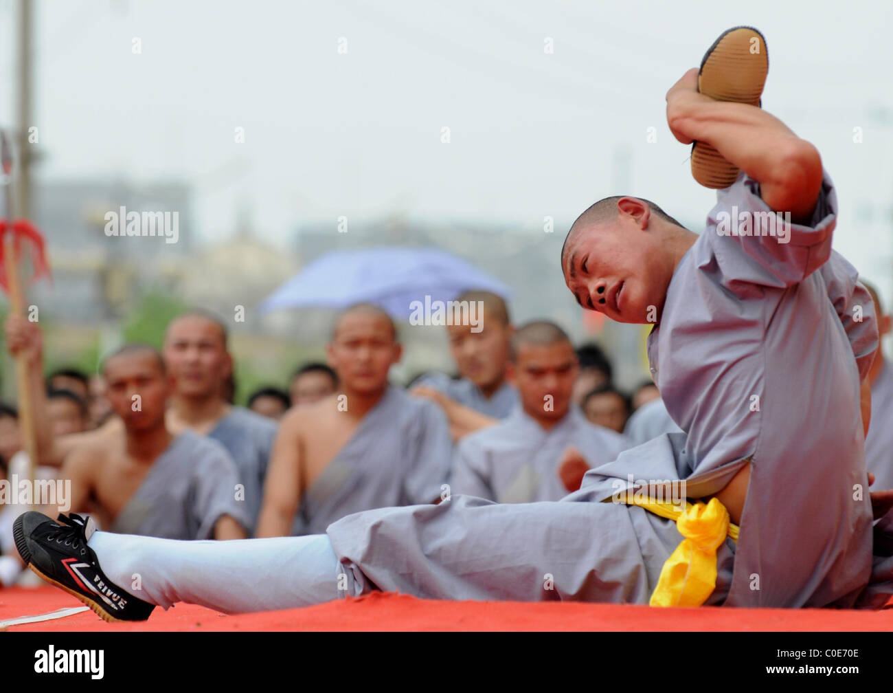 SHAOLIN MONKS PERFORM ARTS A group of monks wow watching crowds in China with a mesmerising ...