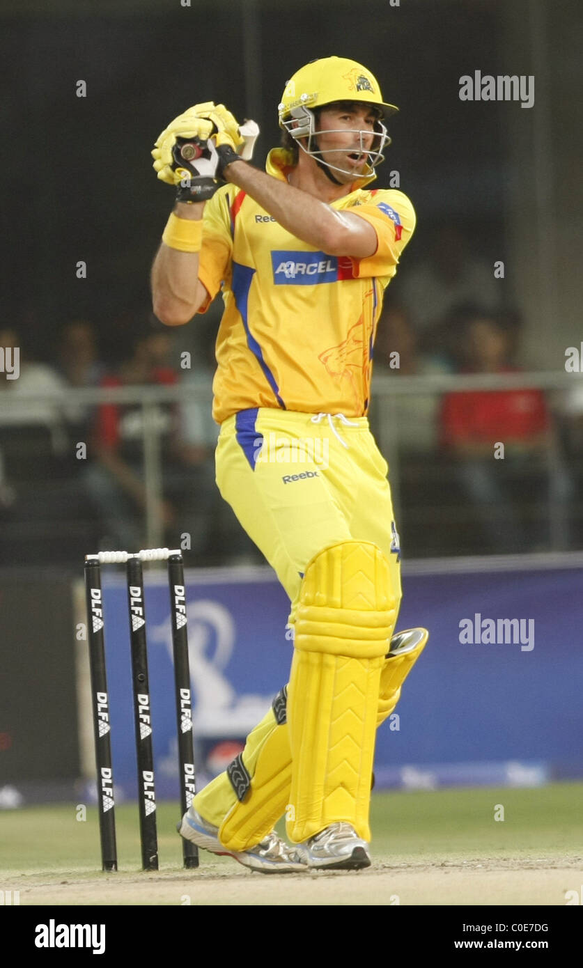 Chennai Super Kings player Stephen Fleming plays a shot during the IPL ...