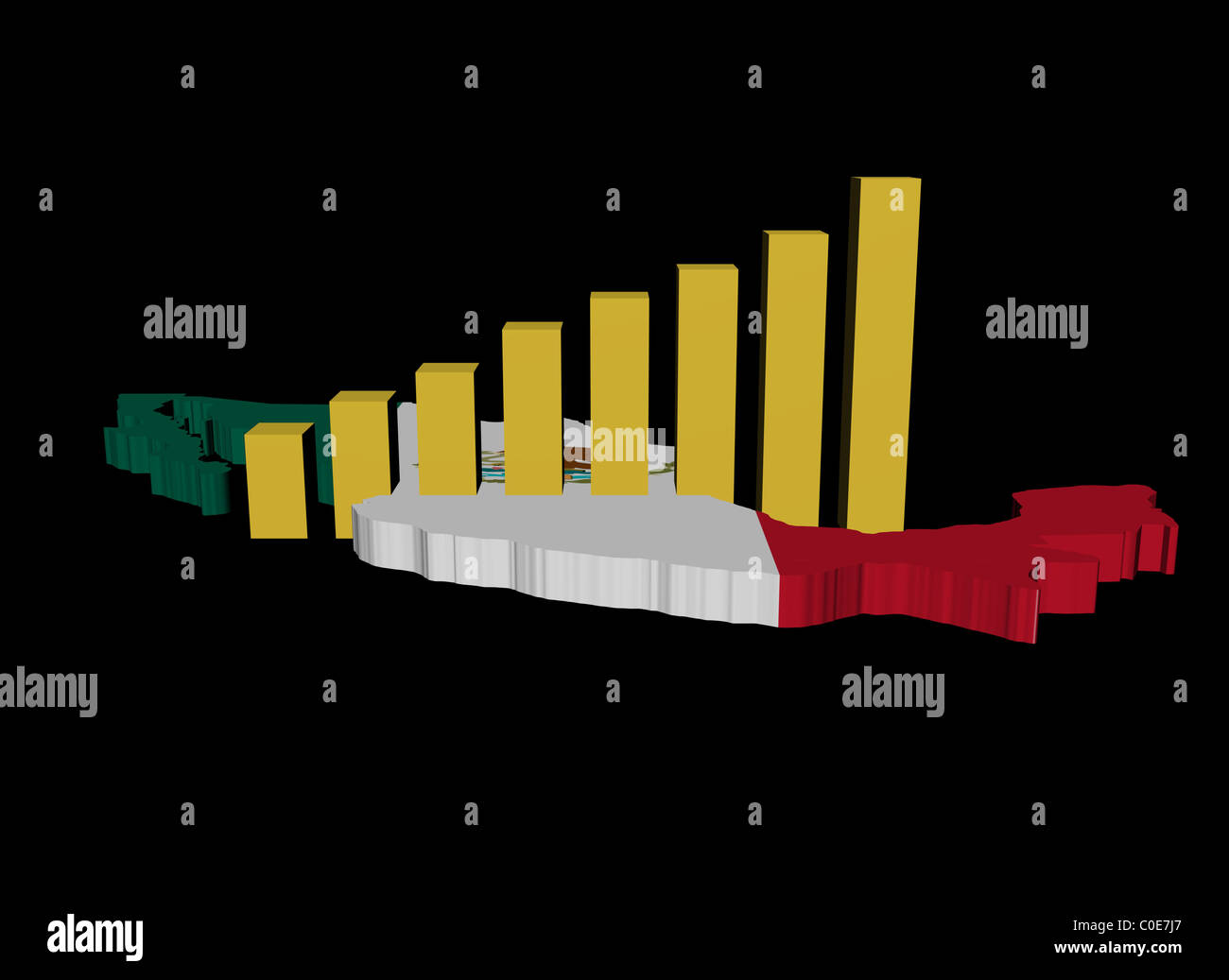 graph on Mexico map flag illustration Stock Photo - Alamy